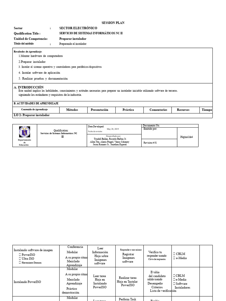 Sesion Plan CSS Coc1 Lo2 | PDF | Software | Hardware de la computadora