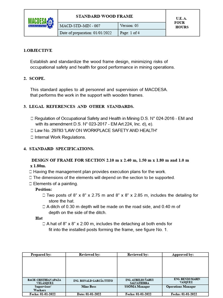 Standard Wood Frame Design for Mining | PDF | Framing (Construction ...