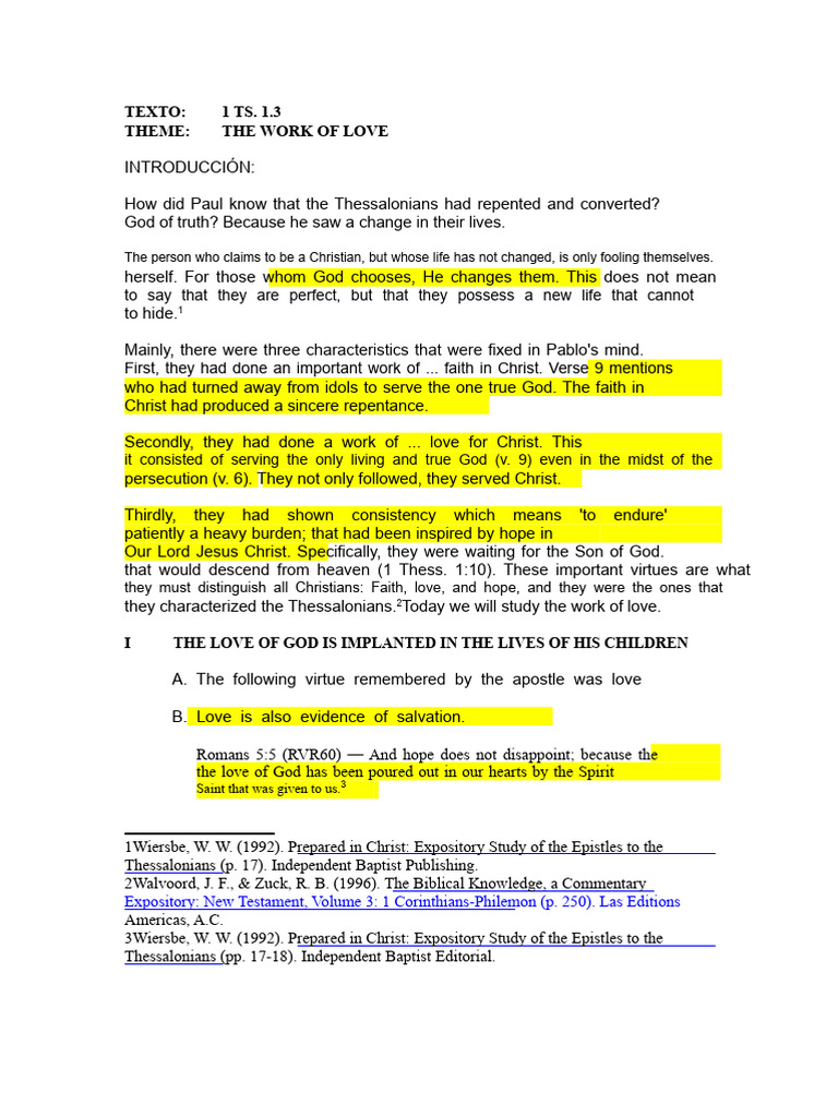 The Work of Love 1 Thessalonians 1:3 | PDF | Jesus | Fruit Of The Holy ...