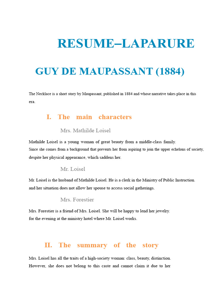 Summary - The Necklace | PDF