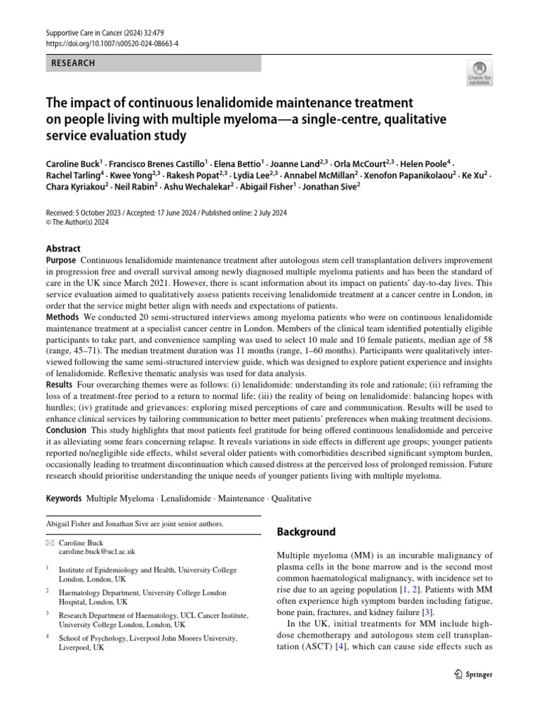 The Impact of Continuous Lenalidomide Maintenance Treatment | PDF ...