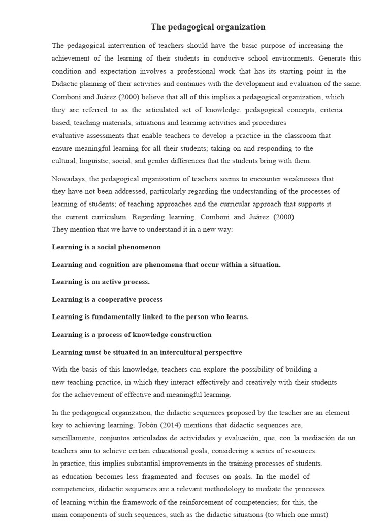 The Pedagogical Organization | PDF | Pedagogy | Learning
