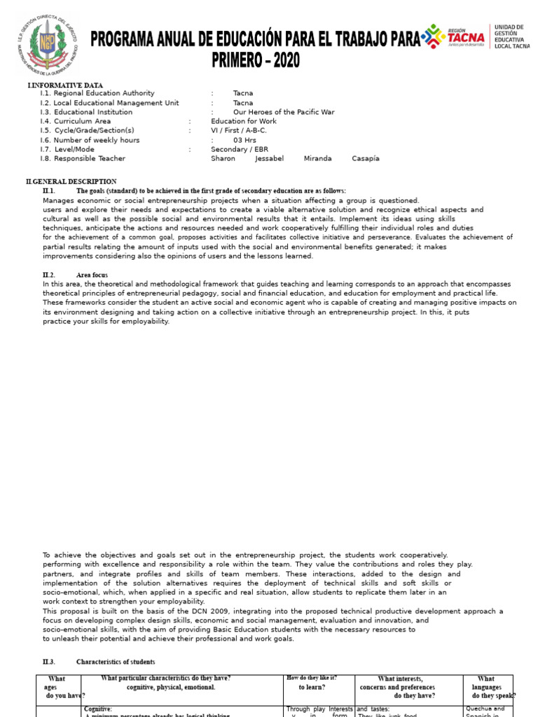 Annual programming 1st year EPT | PDF | Thought | Entrepreneurship