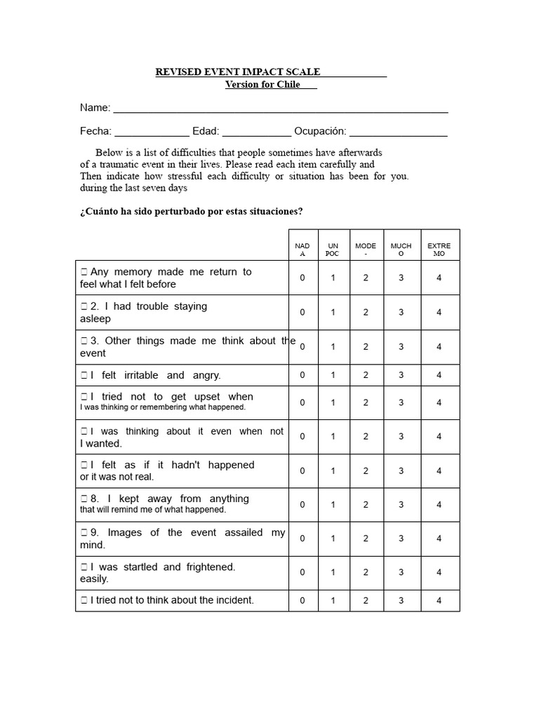 REVISED EVENT IMPACT SCALE | PDF | Brain | Cognitive Science