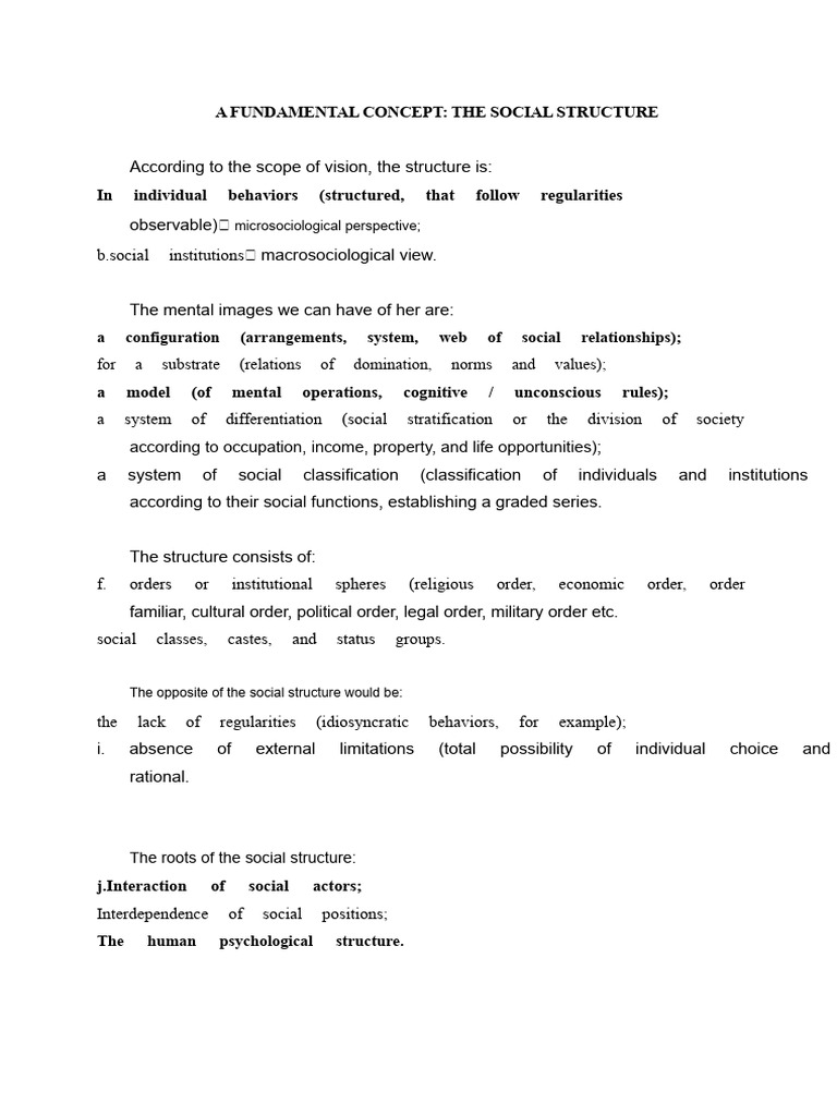 Sociology - Social Structure | PDF | Social Structure | Society