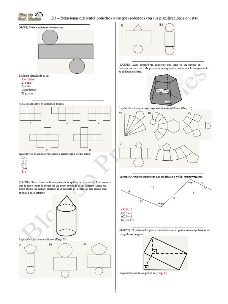 D3 (3ª serie - EM - Mat.) - Blog del Prof. Warles | PDF | Politopos ...