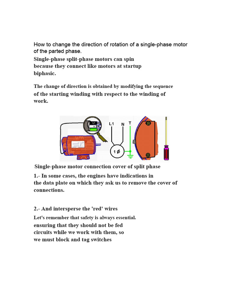 Changing The Direction of Rotation of A Split-Phase Single-Phase Motor ...
