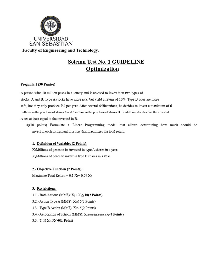 SOLEMN GUIDELINE 1 | PDF | Mathematical Optimization | Linear Programming