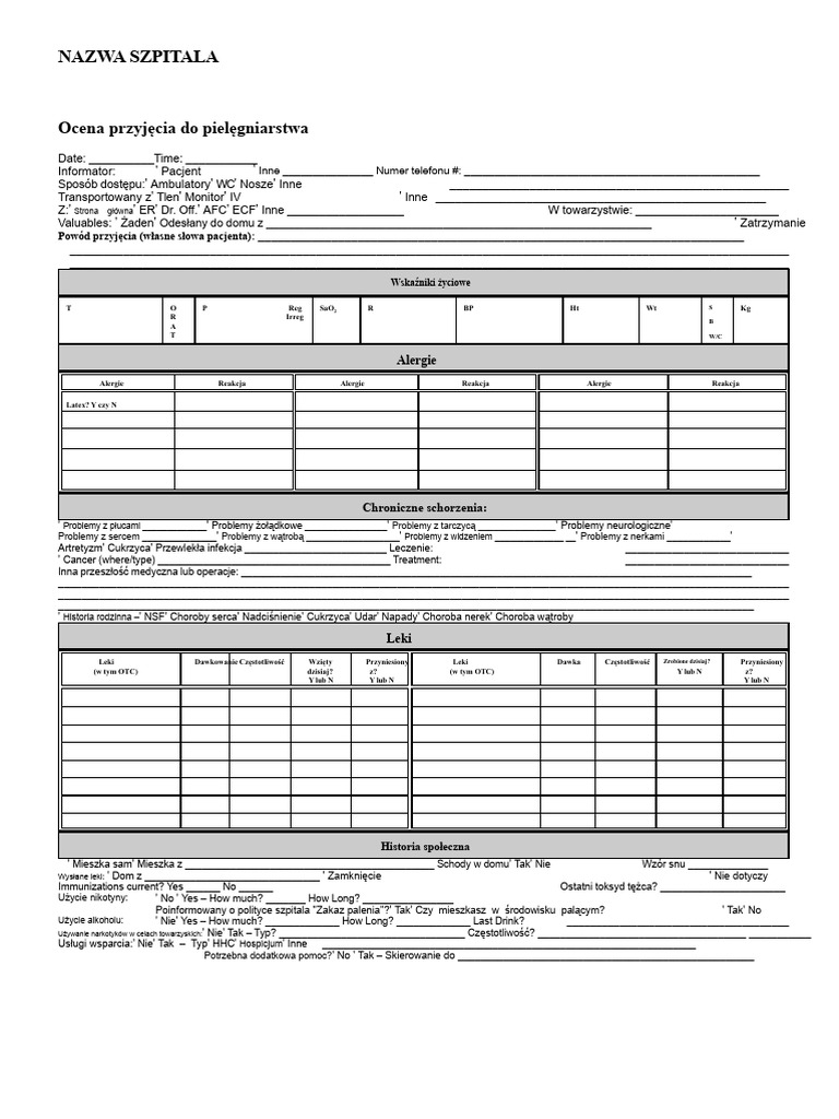 Formularz oceny fizycznej | PDF