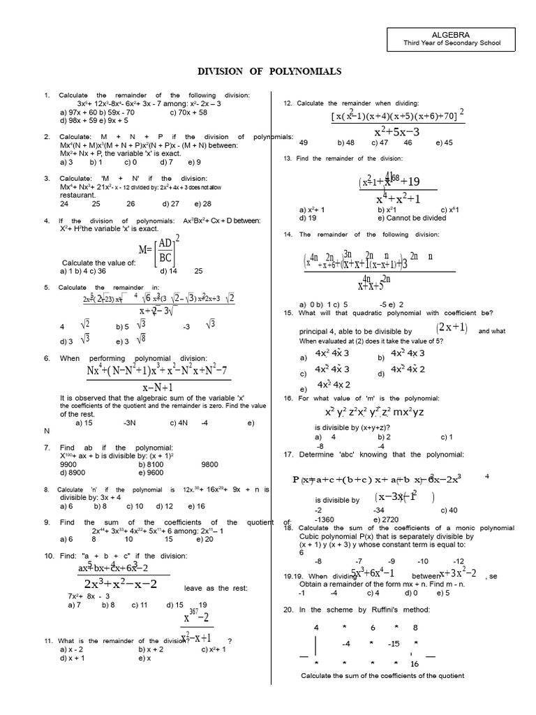 Division of Polynomials | PDF | Polynomial | Algorithms