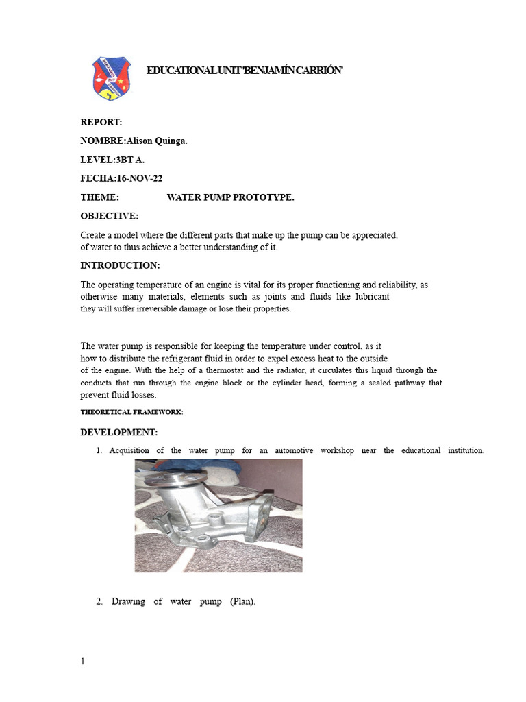 Water Pump Report | PDF