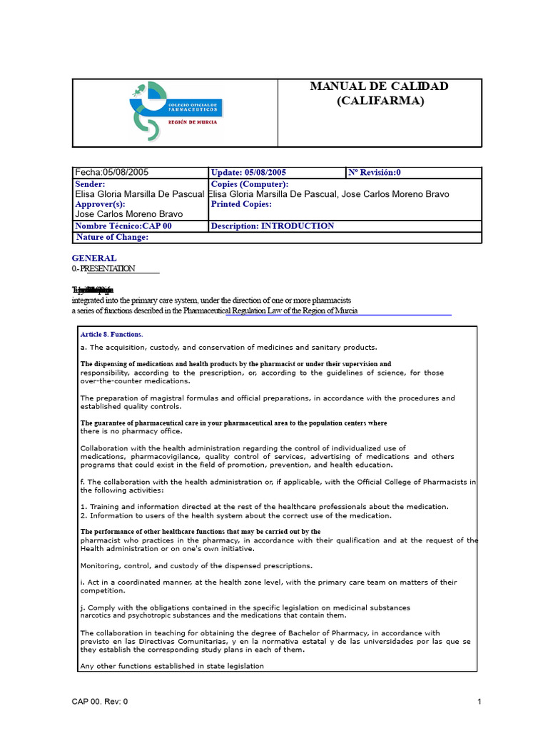 Pharmacy Office Quality Management Guide | PDF | Pharmacy | Quality ...