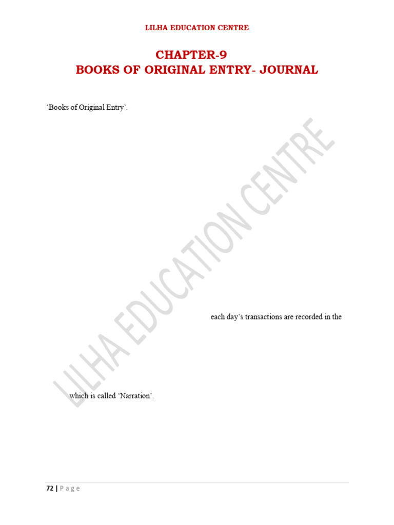Class 11 Theory Book Chapter 09 Books of Original Entry Journal 1 | PDF ...