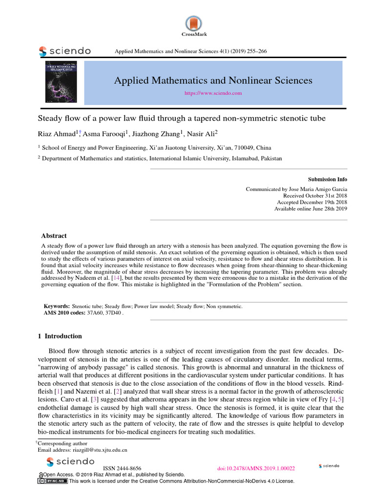 Steady Flow of A Power Law Fluid Through A Tapered Non 37180bb2r2 | PDF ...