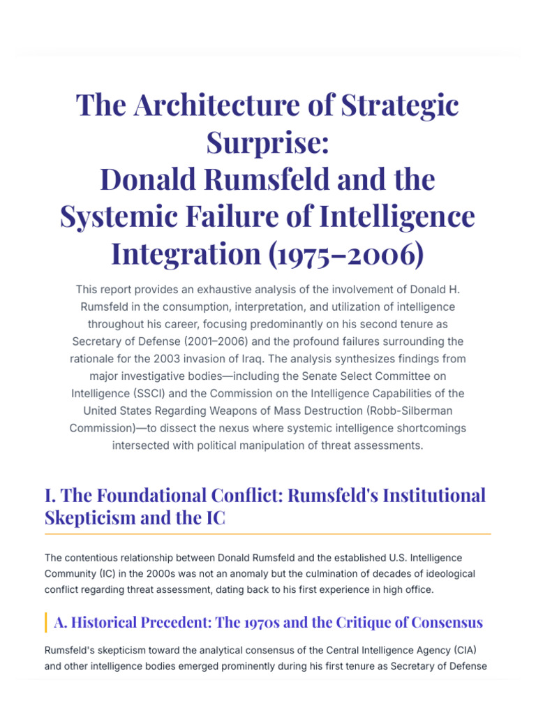 Rumsfeld's Intelligence Failures in Iraq | PDF | Iraq War ...