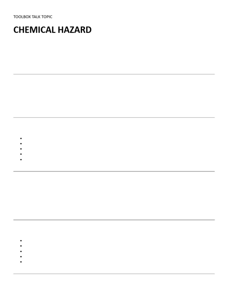 Toolbox Talk Topic Chemical Hazard | PDF