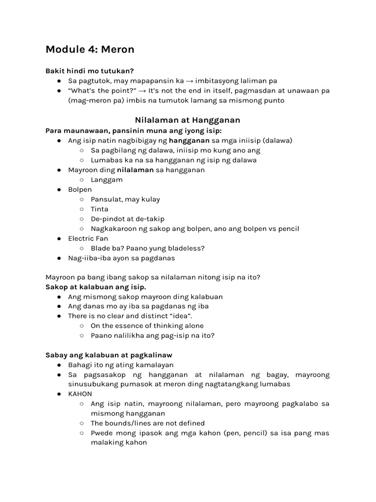Module 4: Meron: Nilalaman at Hangganan | PDF