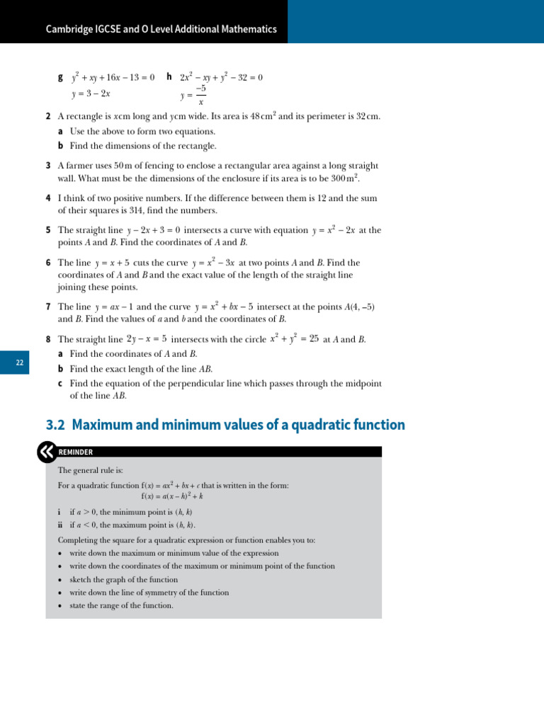 Extractedcambridge Igcse Additional Mathematics Practice Book | PDF