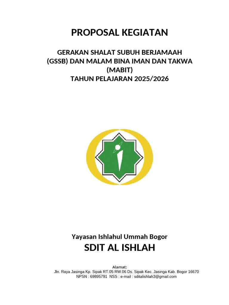 GSSB dan MABIT SDIT Al Ishlah 2025/2026 | PDF