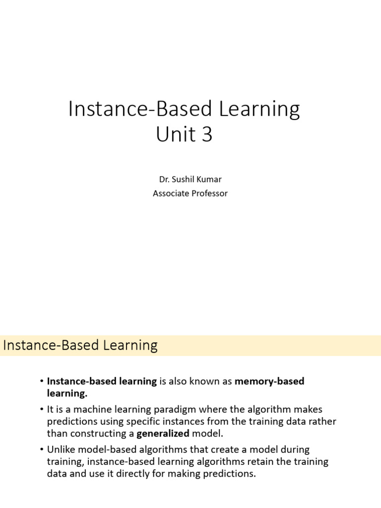 Unit 3 Instance Based Learning | PDF | Regression Analysis | Machine ...