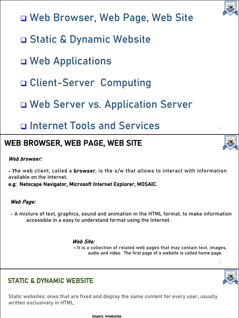 1 Web and Internet (Unit 1) | PDF | Websites | World Wide Web