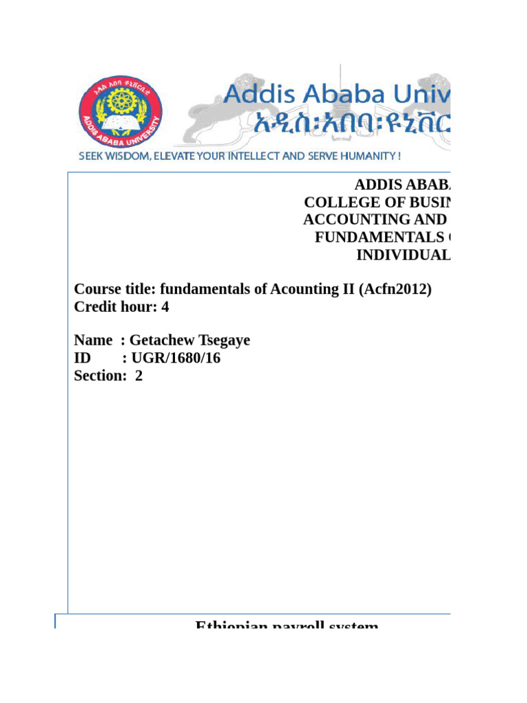 Ethiopian Payroll System Overview | PDF | Payroll | Salary