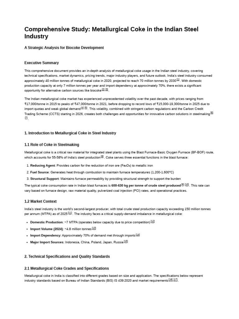 Metallurgical Coke in India's Steel Industry | PDF | Steelmaking | Coke ...