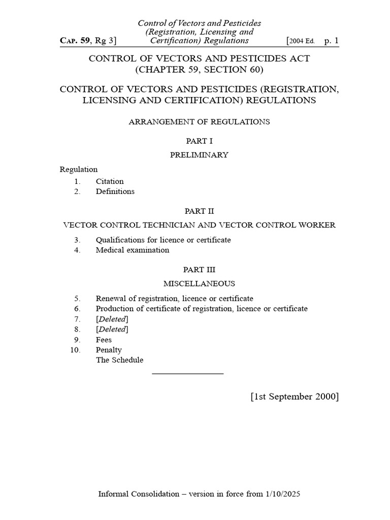 Cap. 59, RG 3 Registration, Licensing & Certification 20251001 | PDF ...