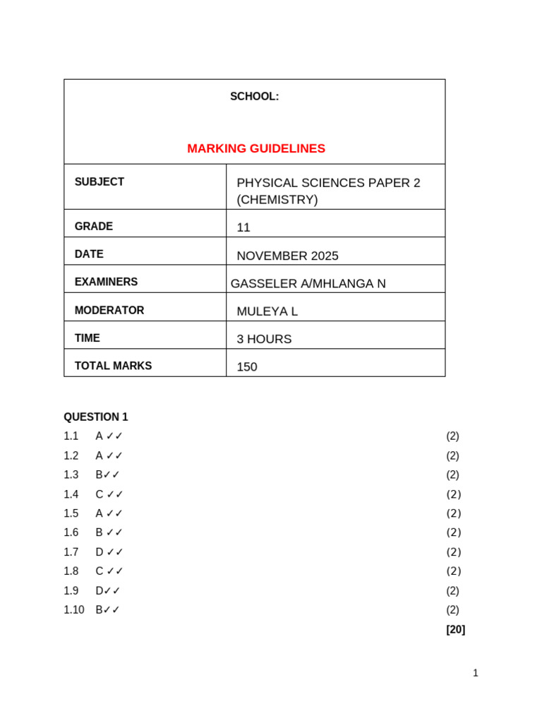 Grade 11 Physical Sciences Exam Guidelines | PDF | Chemical Bond ...
