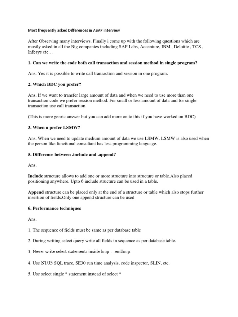 ABAP interviewQUESTIONS | PDF | Database Index | Databases ABAP interviewQUESTIONS | PDF | Database Index | Databases