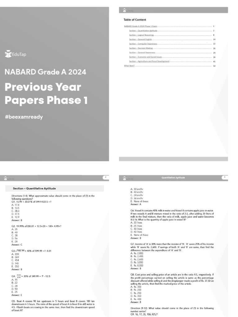 NABARD 2024 Phase 1 PYQ Free Book | PDF