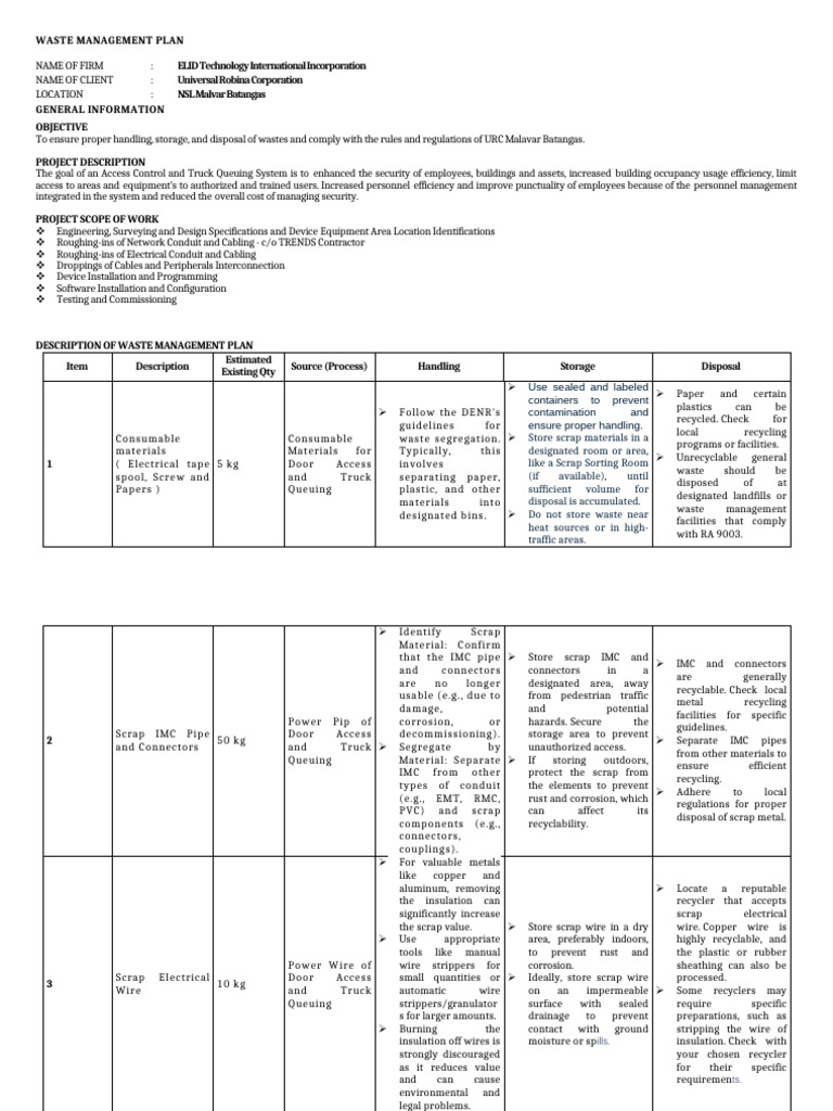 Hazwaste MGT Plan | PDF | Recycling | Waste Management