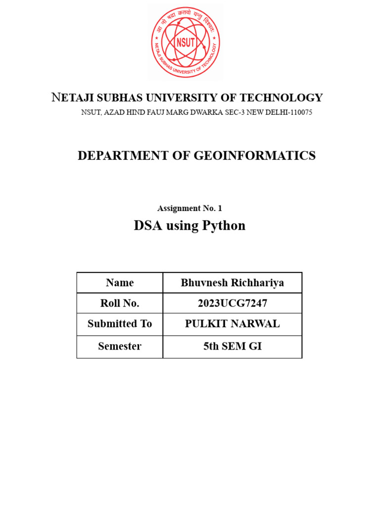 2023UCG7247 Dsa - Assignment | PDF | Computer Science | Theoretical ...