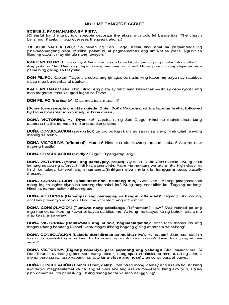 Noli Me Tangere Script | PDF