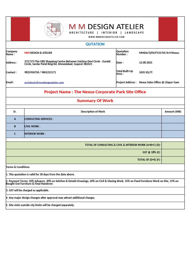 Nexus Corporate Park Quotation Details | PDF | Flooring | Plaster