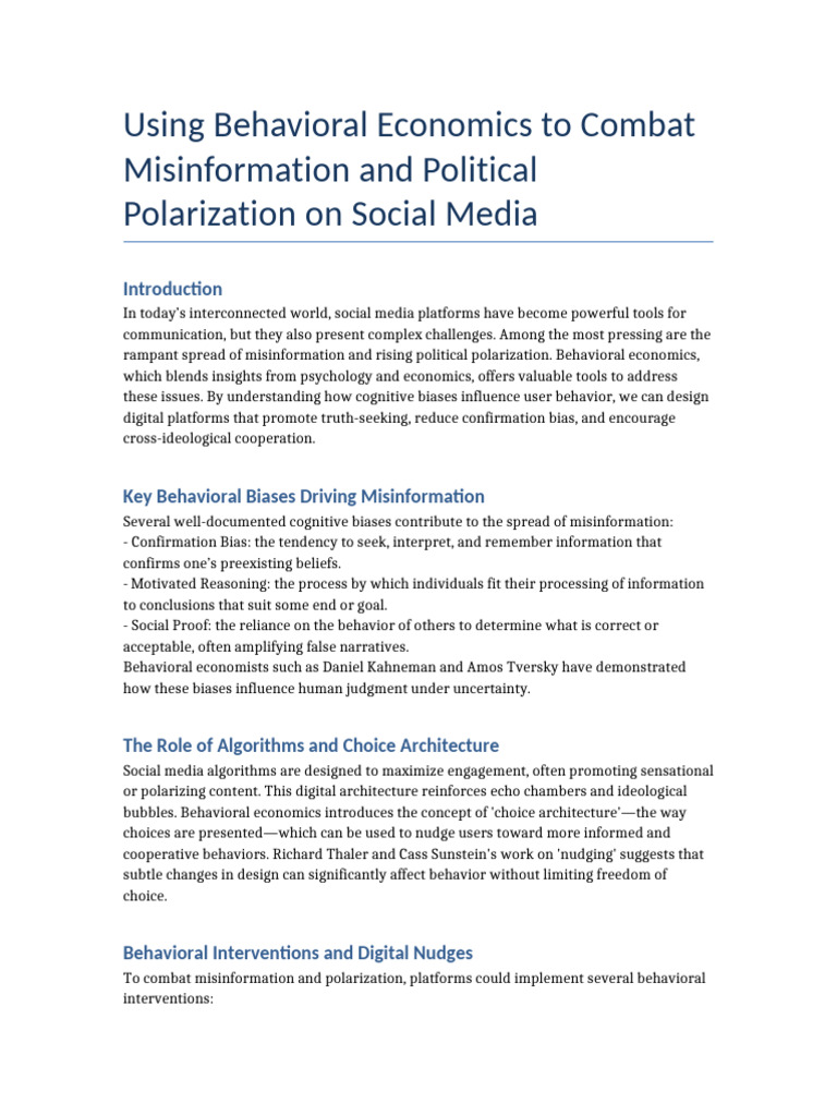 Behavioral Economics Social Media Essay | PDF | Behavioral Economics ...