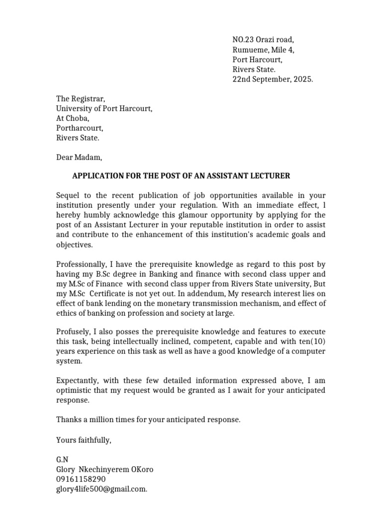 Application For Letter, (Amend) | PDF