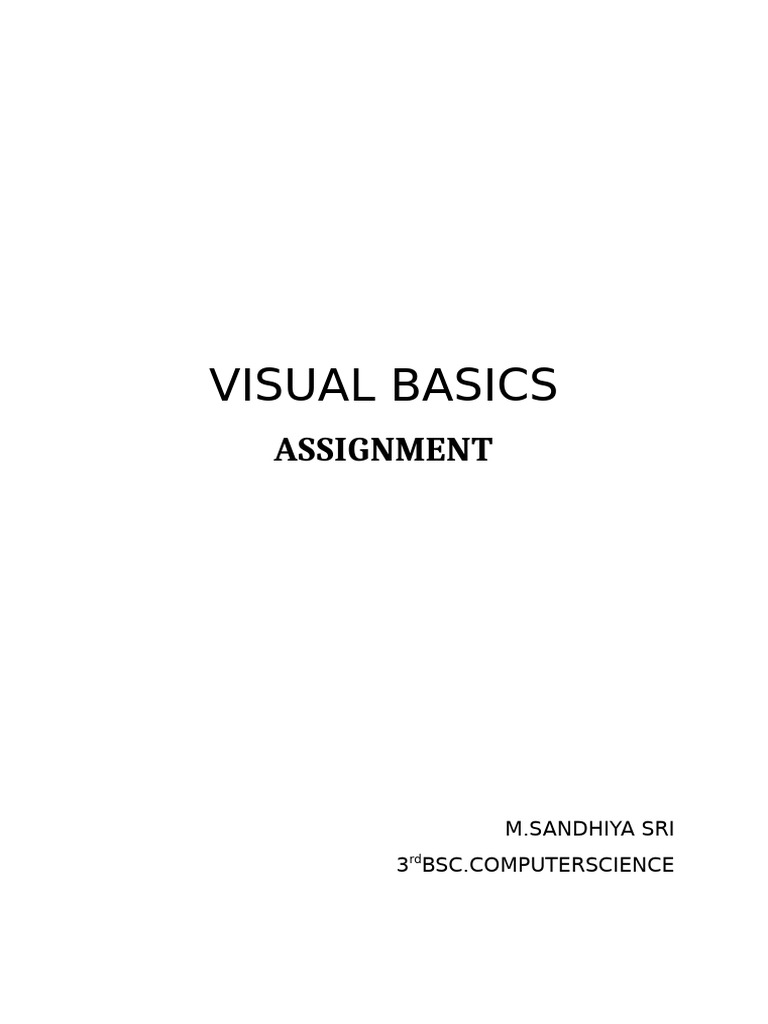 Visual Basics Assignment | PDF | Text File | Software