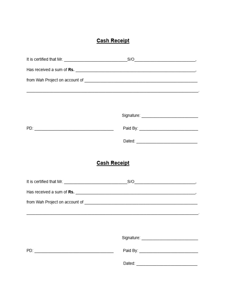 Cash Receipt Voucher - Wah | PDF