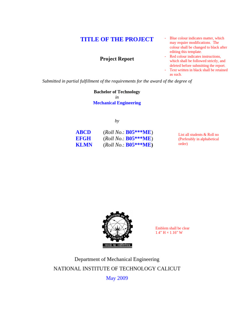 Mechanical Engineering Project Report | PDF | Times New Roman