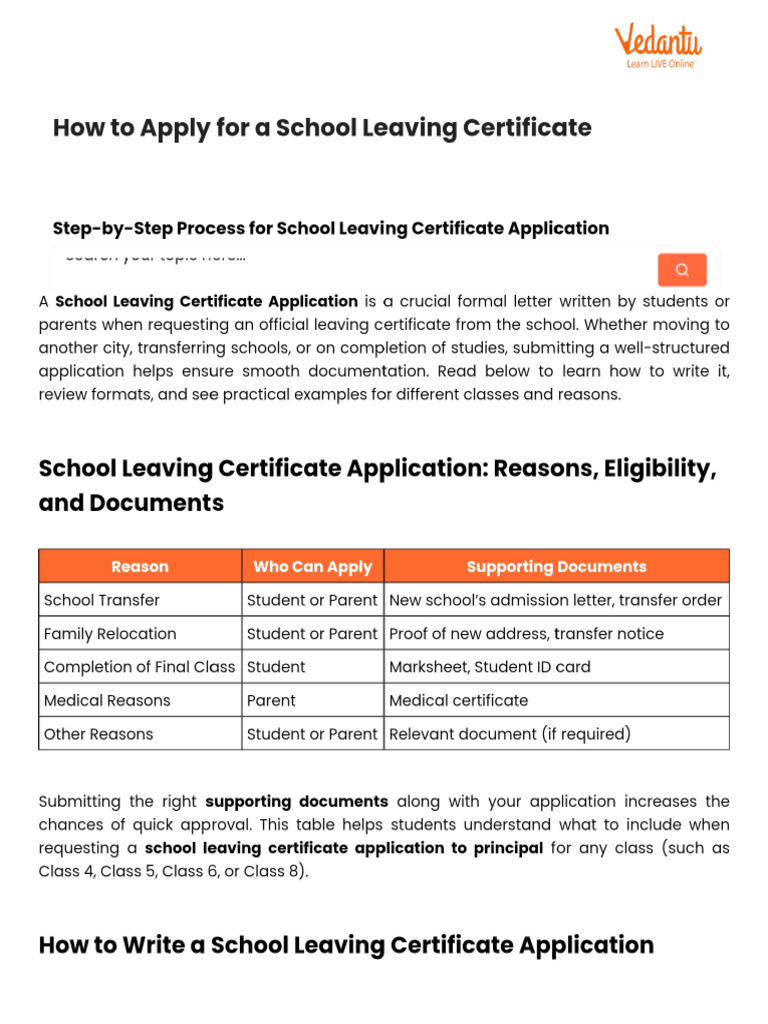 How To Apply For A School Leaving Certificate | PDF