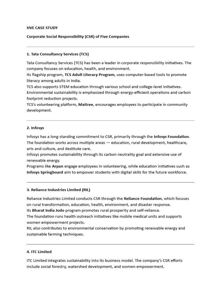 HVE CASE STUDY | PDF | Corporate Social Responsibility | Sustainability