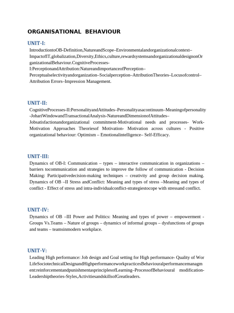 Organisational Behaviour | PDF
