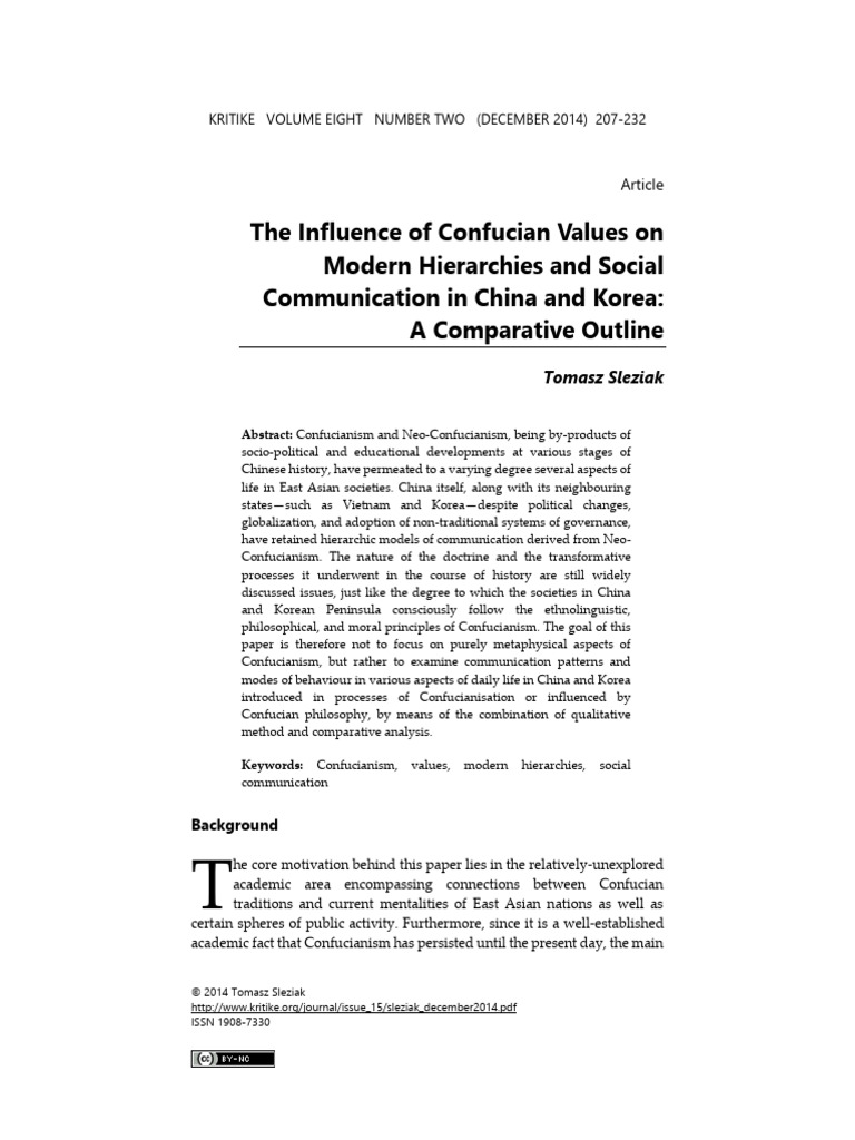 The Influence of Confucian Values On Modern Hierarchies and Social ...