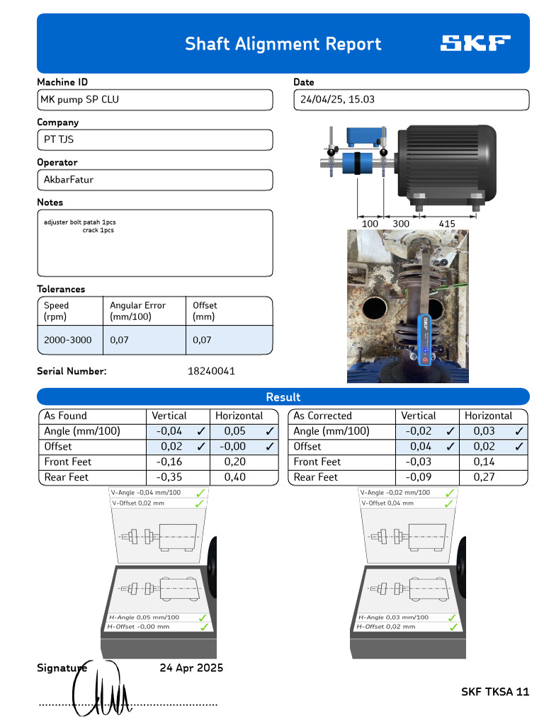 Shaft Alignment Report for MK Pump | PDF