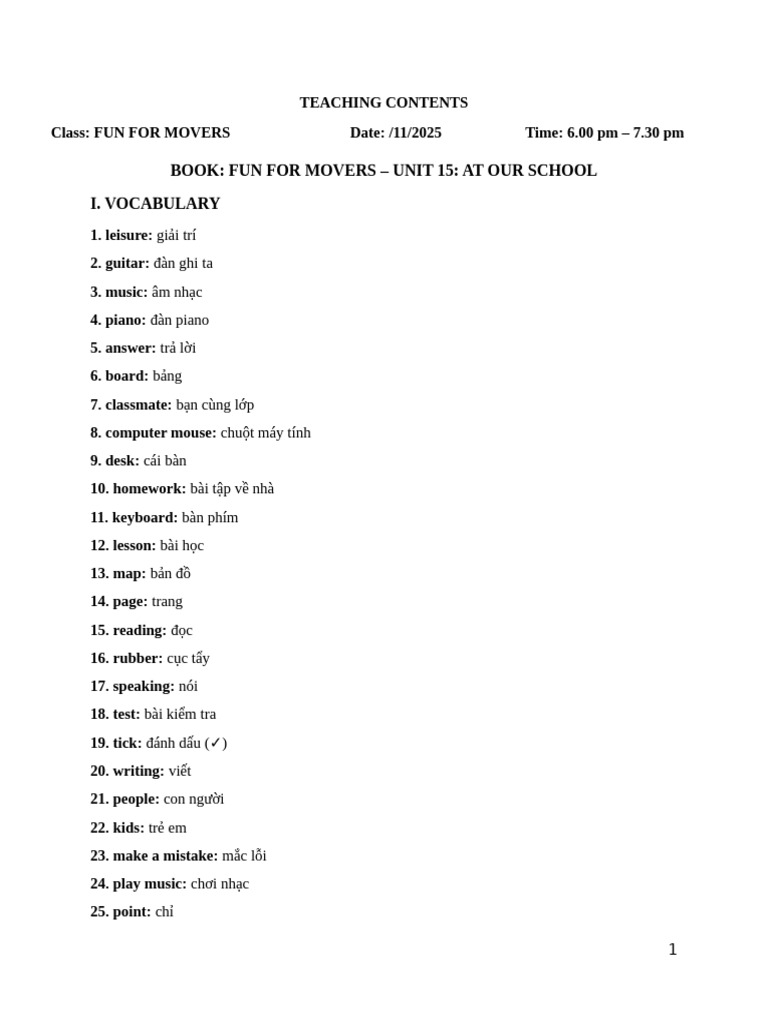 Fun For Mover - Unit 15 | PDF