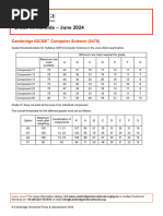 Cambridge O Level Computer Science 2024 Thresholds | PDF