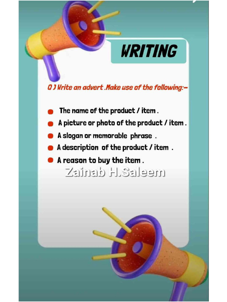 Writing Unit One An Advert | PDF