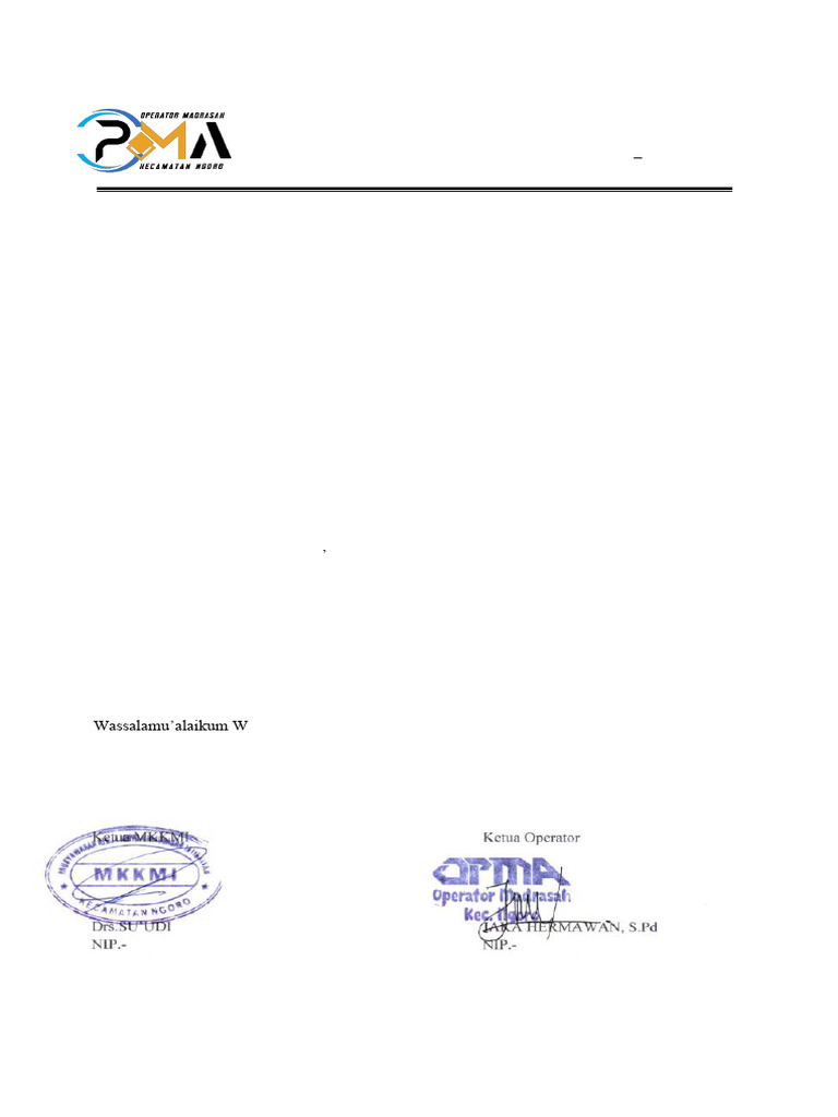Undangan Rapat Operator MI Ngoro | PDF