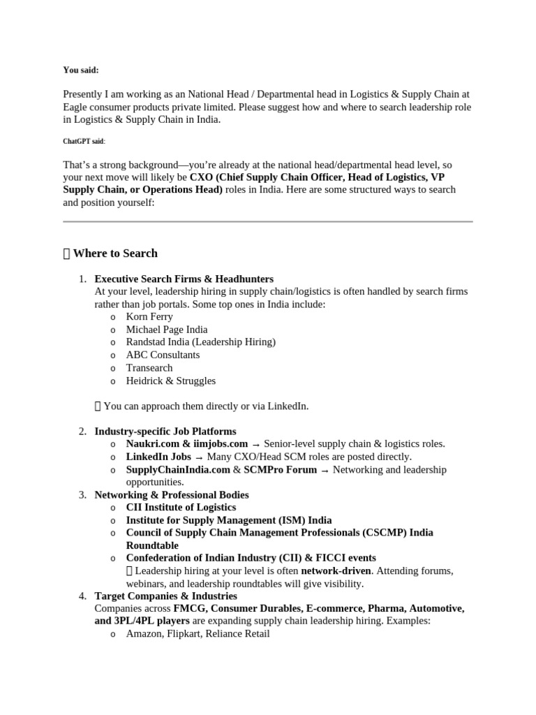 AI Fpr Job Search | PDF | Supply Chain Management | Supply Chain